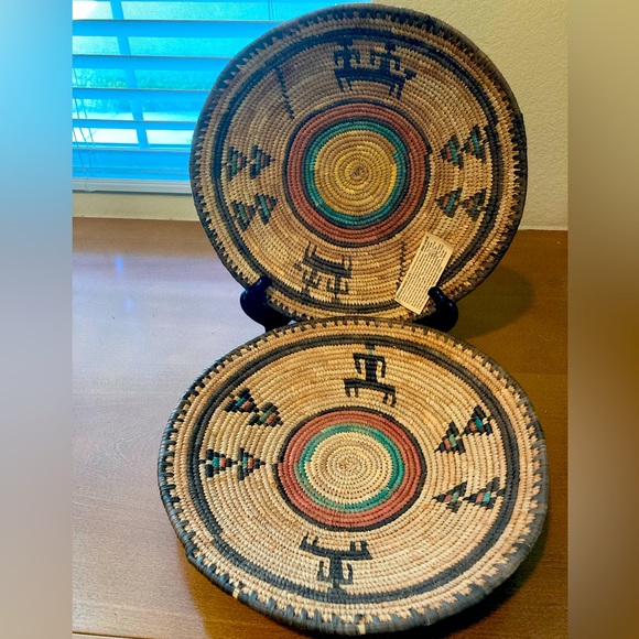 African Accents | Accents | 2 Vintage Handwoven Nigerian Basket Plates ...